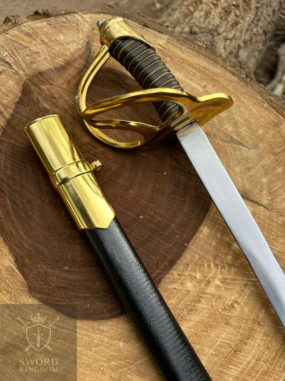Handmade Cavalry Rapier Sword – Brass Hilt Officer Saber with Scabbard ...
